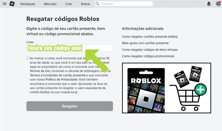 Resgatar código Roblox: veja como resgatar códigos no jogo
